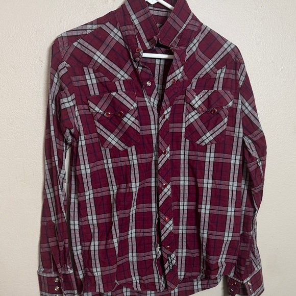 rode carte western | Shirts | Mens Rodeo Carte Red And Gray Plaid ...